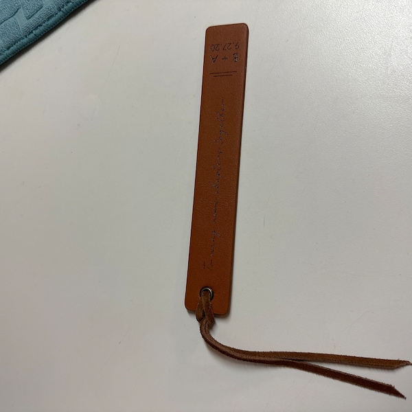 Engraved Leather Bookmark, Handwritten Note Bookmark Page Marker Custom ...