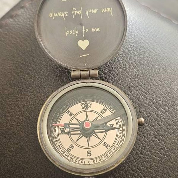 Personalized Brass Compass Birthday Gift for Husband, Wedding Gift ...