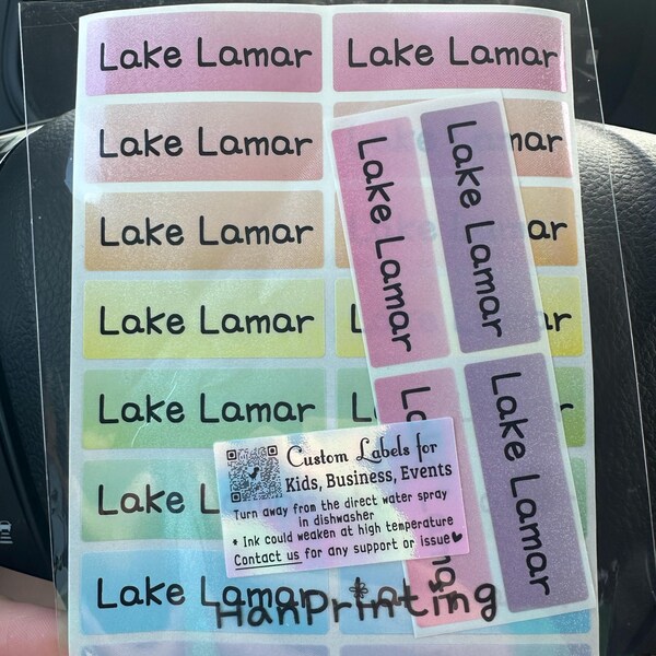 Glitter Rainbow Waterproof Long Name Stickers for Kids & Daycare Labels- Personalized Customized ...