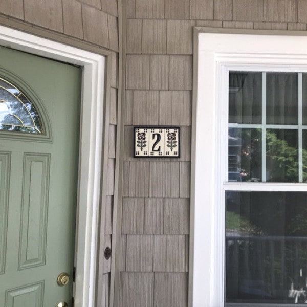 House Numbers Craftsman Rose Set Address Tiles, Craftsman Rose Design ...