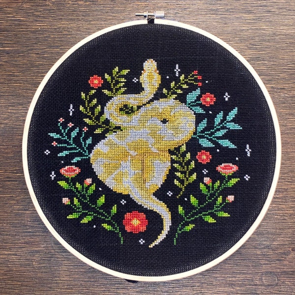 Yellow Snake Cross Stitch Pattern PDF, Ball Python Cross Stitch ...