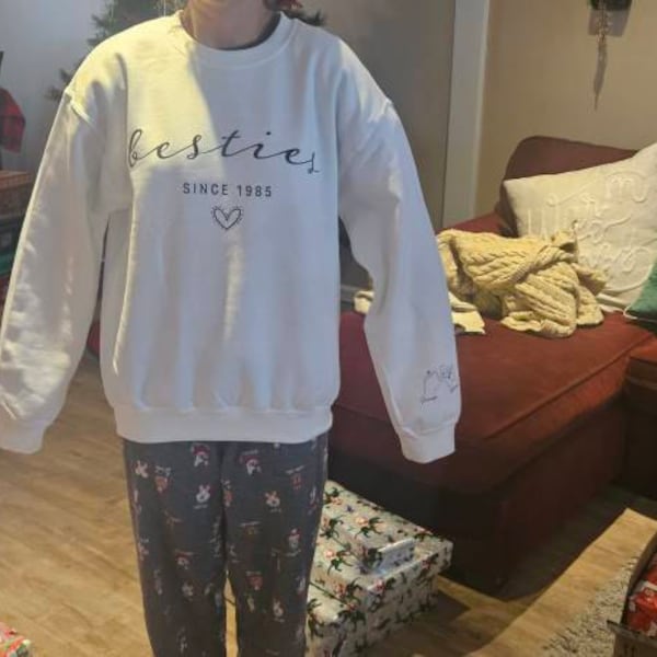 Personalized Besties Hoodie With Name on Sleeve,matching Best Friends ...