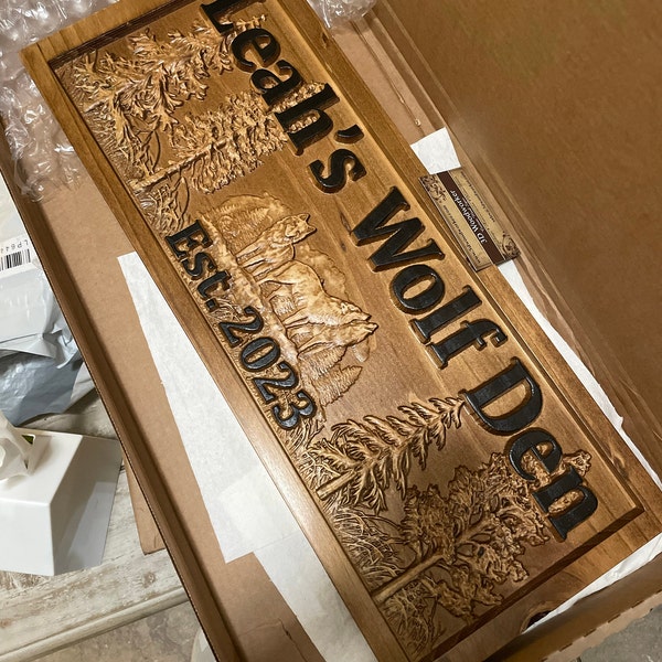 Custom Wolf Gift | Wolf Wall Art | Personalized Wood Wolves Sign ...