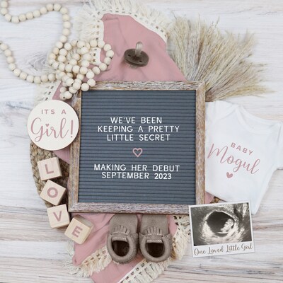 Girl Pregnancy Announcement Digital, It's a Girl Gender Reveal Baby ...