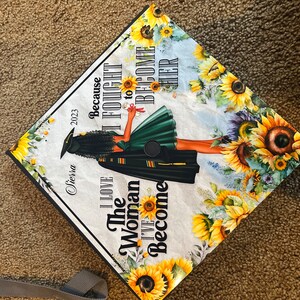 Custom Graduation Cap Topper Black Girl, Personalized God Message Grad ...