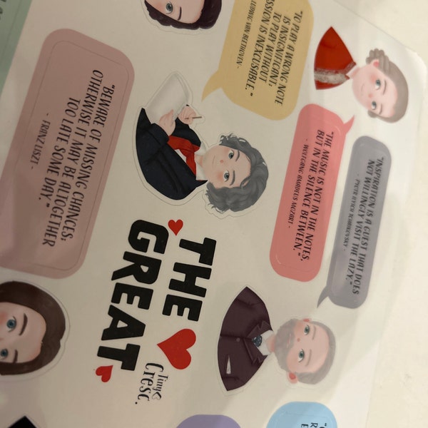 56 Cute Composer Waterproof Stickers, for Violin Case, Cello Case ...