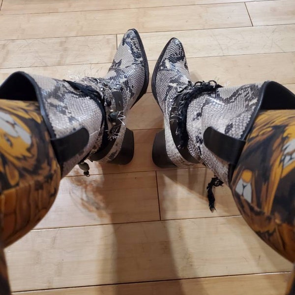 Upcycled Cowgirl Boots Red Boho Boots Size 8 Boho Boots Cowboy Boots - Etsy