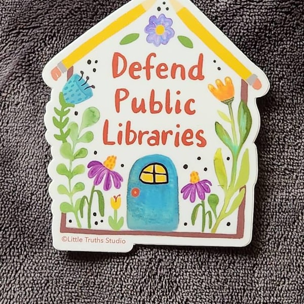 Defend Public Libraries Sticker, Banned Books, Support Librarians, Book ...