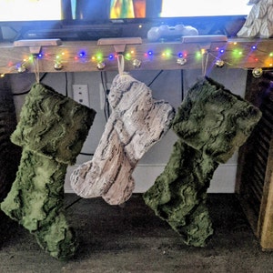 Personalized Stocking, Green Fur Christmas Stocking, Personalized Moss ...