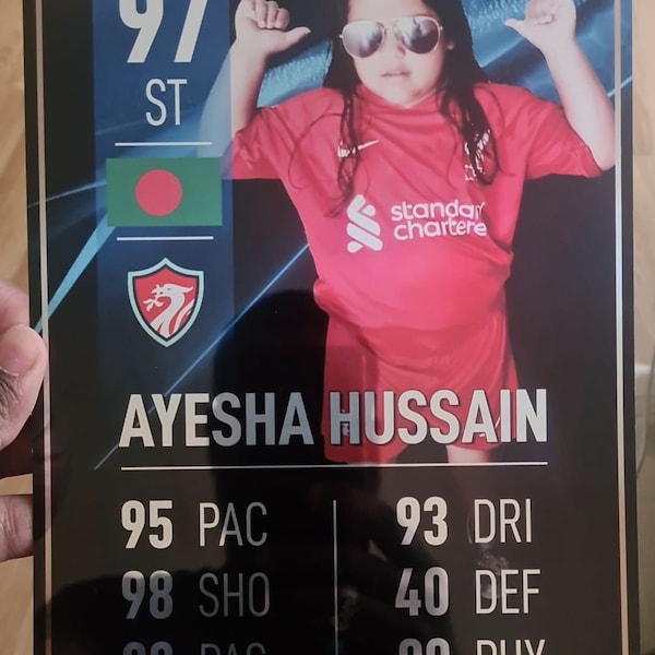 Personalised Football Cup Player Stats Card Sign With Choice of ...