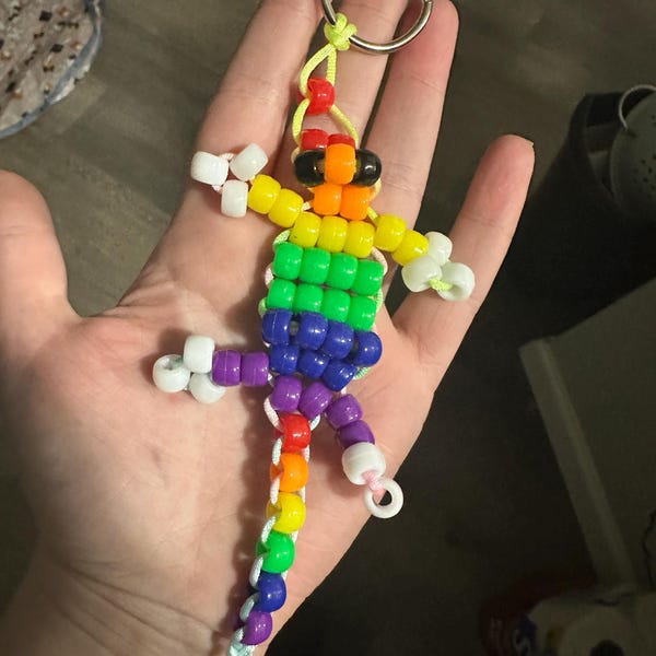 Pride Gecko Kandi Keychain, Handmade Beaded Kandi Accessory, Perfect ...