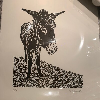 Original Donkey Linocut Art Print - Etsy