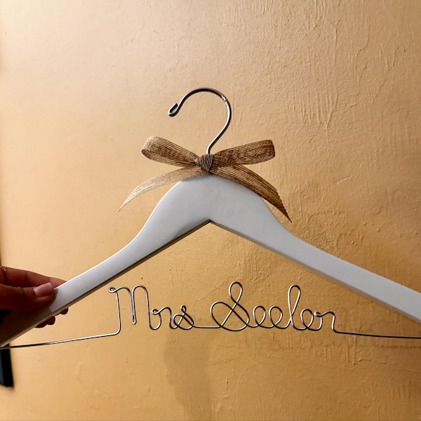 Bride Personalized Mrs Wedding Hanger Two Lines | Custom Name Bridal ...