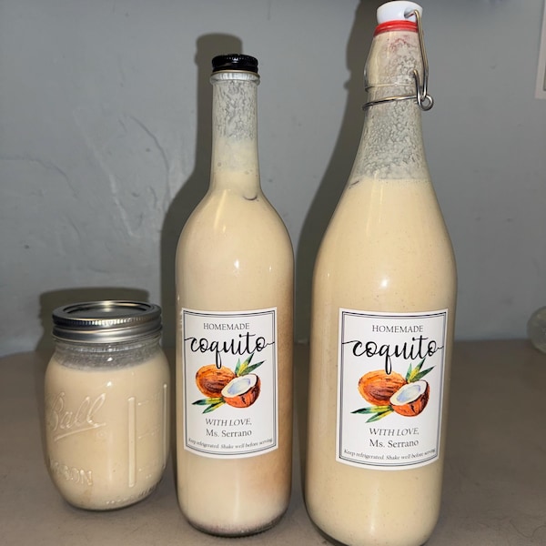 Custom Coquito Labels, Printed Coquito Stickers, Personalized Coquito ...