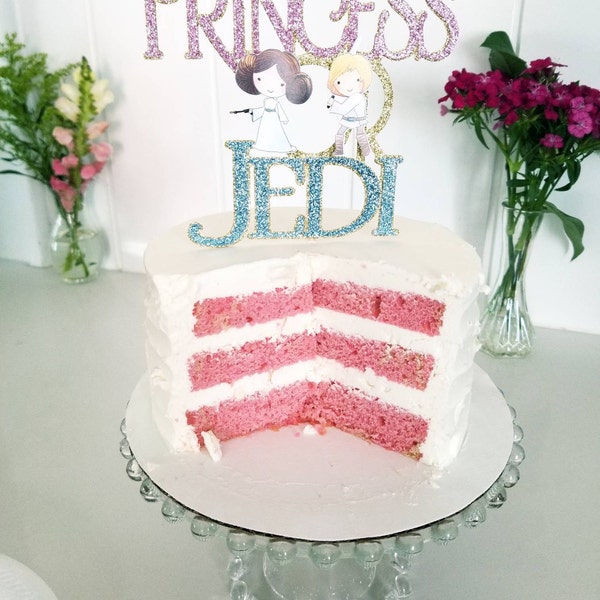 Princess or Jedi Gender Reveal Cake Topper, Star Wars Theme - Etsy