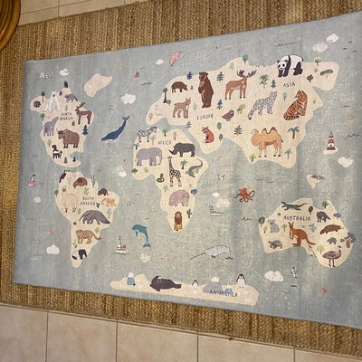 World Map Rug, Play Rug, Play Mat, Nursery Rug, Kids Rug, Kids Room Rug ...