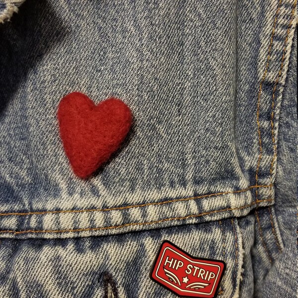 Small Red Heart Pin - Lapel Brooch for Weddings - Felt Heart Jewelry ...