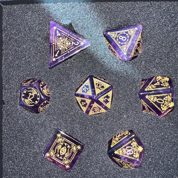 Full Pink Opal Set Dungeons and Dragon Raised Dice, RPG Game ...