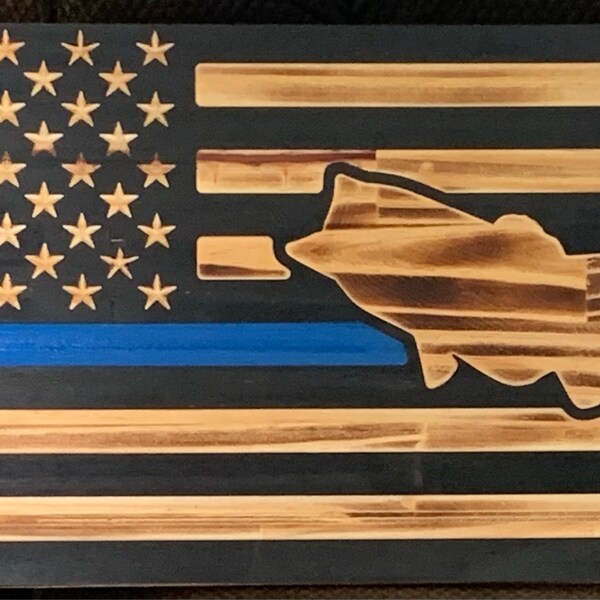 Rustic Bass Flag- Fishing Decor- Largemouth Bass Fishing Gift- Handmade ...