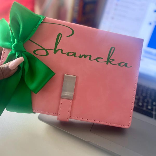 Elegant Personalized Journal, Pink and Green, Notebook, Custom Journal ...