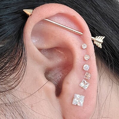 14k Solid Yellow Gold Industrial Arrow Barbell..14g.32mm..35mm..38mm - Etsy