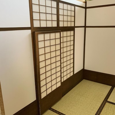 Miniature Printable Japanese Paper Door With Wood Panel and Strip, the ...