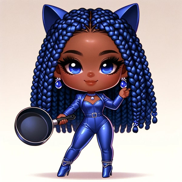 Chibi Ladies - 10 PNG Files, Transparent Background, Distressed Jeans ...