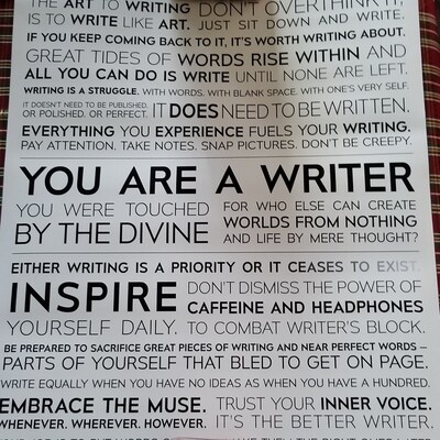 The Writing Manifesto 18x24 Matte Writing Poster Gift for Writer ...