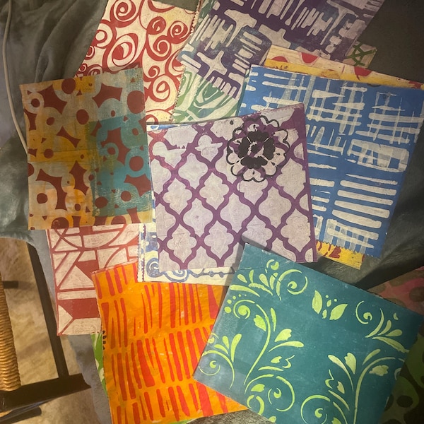 Cool Colors Collage Paper Packs, Hand-painted Lightweight Deli Paper ...