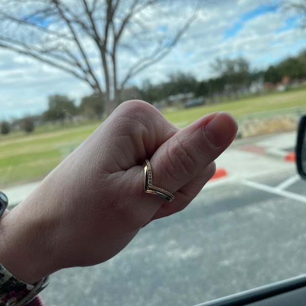 V Ring Set, Stacking Ring, Chevron Ring, Minimalist Ring, Wedding Band ...