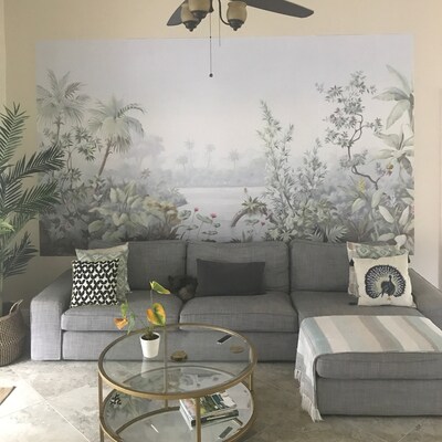 Retro Reminiscent Tropical Rainforest Wallpaper Wall Mural, Jungle ...