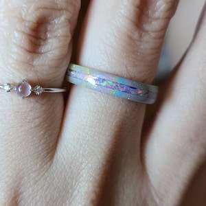 Purple Unicorn Ring With Opal Inlay Purple Ceramic Band, Multi Lavender Opals, Hypoallergenic ...