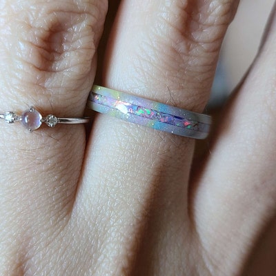 Unicorn Poop Ring With Opal Inlay 6mm Width Diamond Dust Ring ...