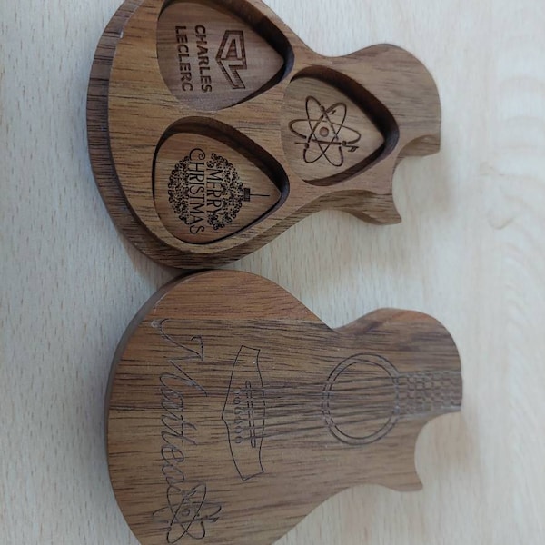 Custom Wooden Guitar Pick Box With Personalized Engraving, Unique ...