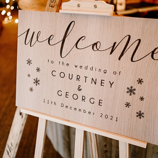 Welcome Wedding Sign Oak Laser Engraved Board - Wedding Signs ...