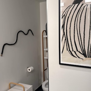 Squiggle Wall Art, Wrapped Wall Hanging, Modern Minimalist Black Wall ...