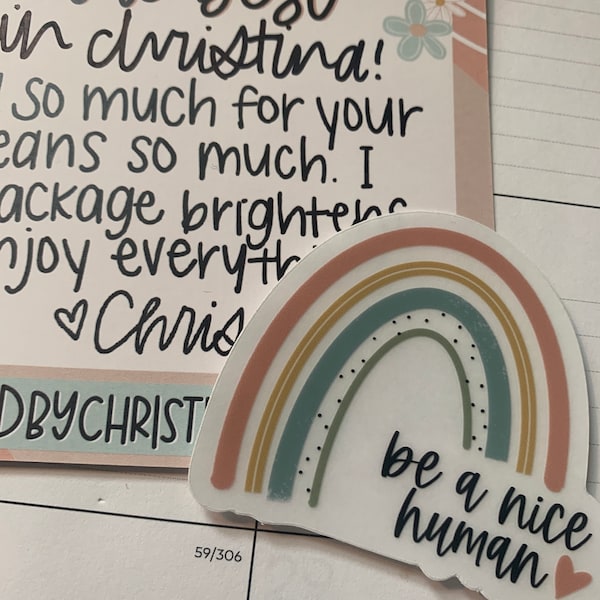 CLEAR Be A Nice Human Rainbow | Clear Sticker, Spread Kindness, Gifts ...