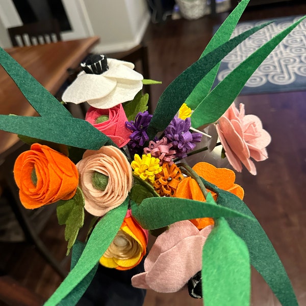 Handmade Felt Flower Bouquet Big Felt Flower Bouquet,mother's Day ...
