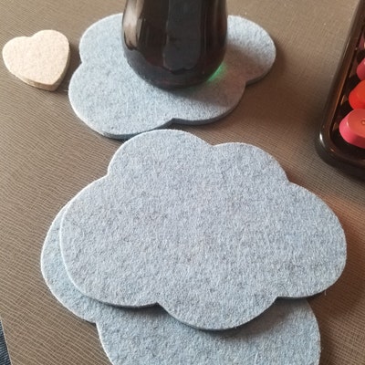 Cloud Cool Coffee Desk Coasters for Desk 5mm Thick Wool Felt Drink ...