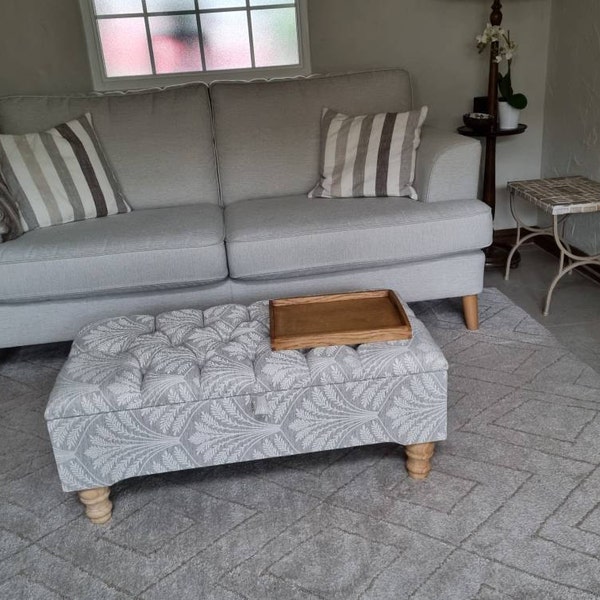 Chesterfield Double Top Coffee Table & Footstool Deep Buttons Made by ...