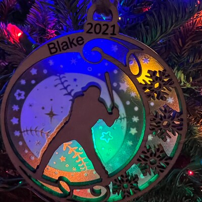 Baseball Ornament Glowforge SVG, Christmas Laser Cut File, Snowlake Svg ...
