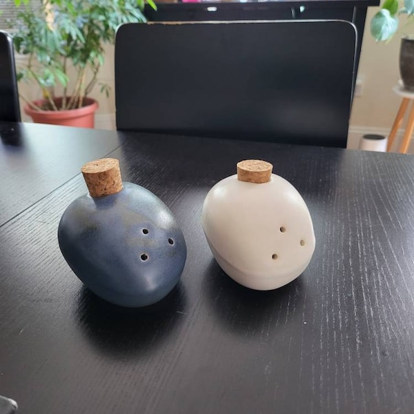Handmade Ceramic Salt and Pepper Shakers | Pebble Design Salt and ...