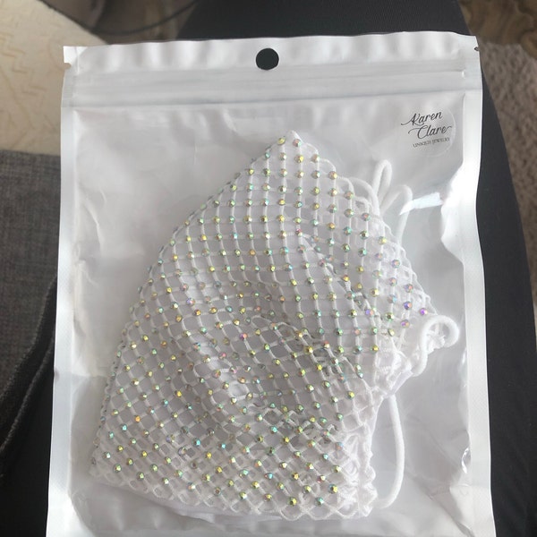Rhinestone Mesh Face Mask / Bling Bling Face Mask / Sparkle Face Mask ...
