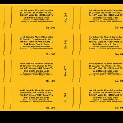 1,000 Custom Printed Raffle Tickets for Your Fundraiser. Card Stock of ...