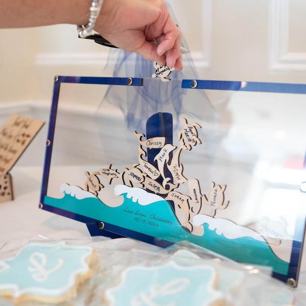 Nautical Guest Book, Shark Guestbook, Wedding Guest Book, Marine Guest ...