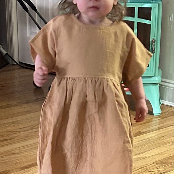 Linen Girl Dress , Linen Dress for Girls , Kids Clothing , Flower Linen ...