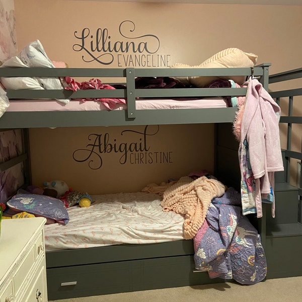 Fancy First and Middle Name Wall Decal, Swirly Modern Personalized Wall ...