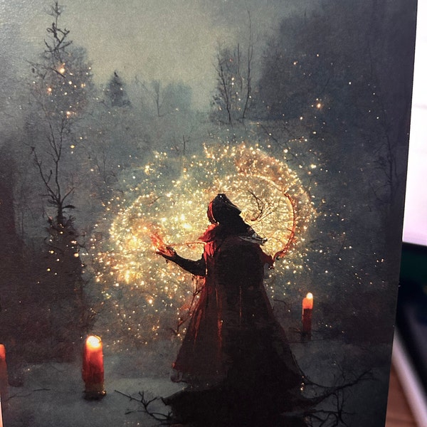 Yule Cards - Arctic Fox With Winter Berries Yule Card - Pagan Christmas ...