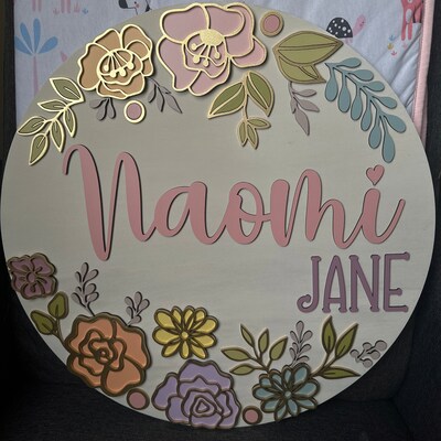 Custom Name Sign, Nursery Name Sign, Boho Nursery Sign, Floral Nursery ...