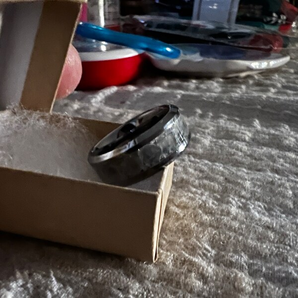 Blue Moon Glow Ring, Black Ceramic Ring With Moonstone and Glowing Blue ...